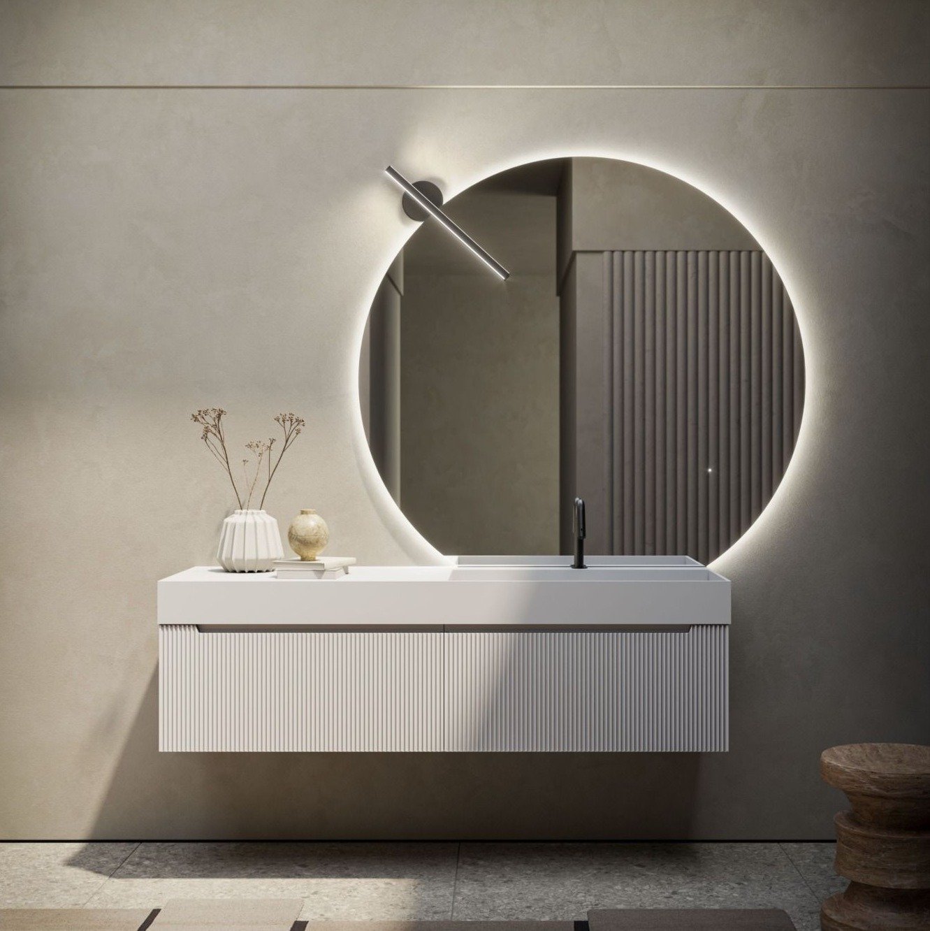 Designer-Waschtisch mit Becken bis zum Rand